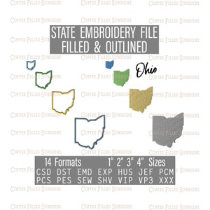 OHIO EMBROIDERY File - Digital Download, 4 OH State Sizes Csd Dst Emd ...