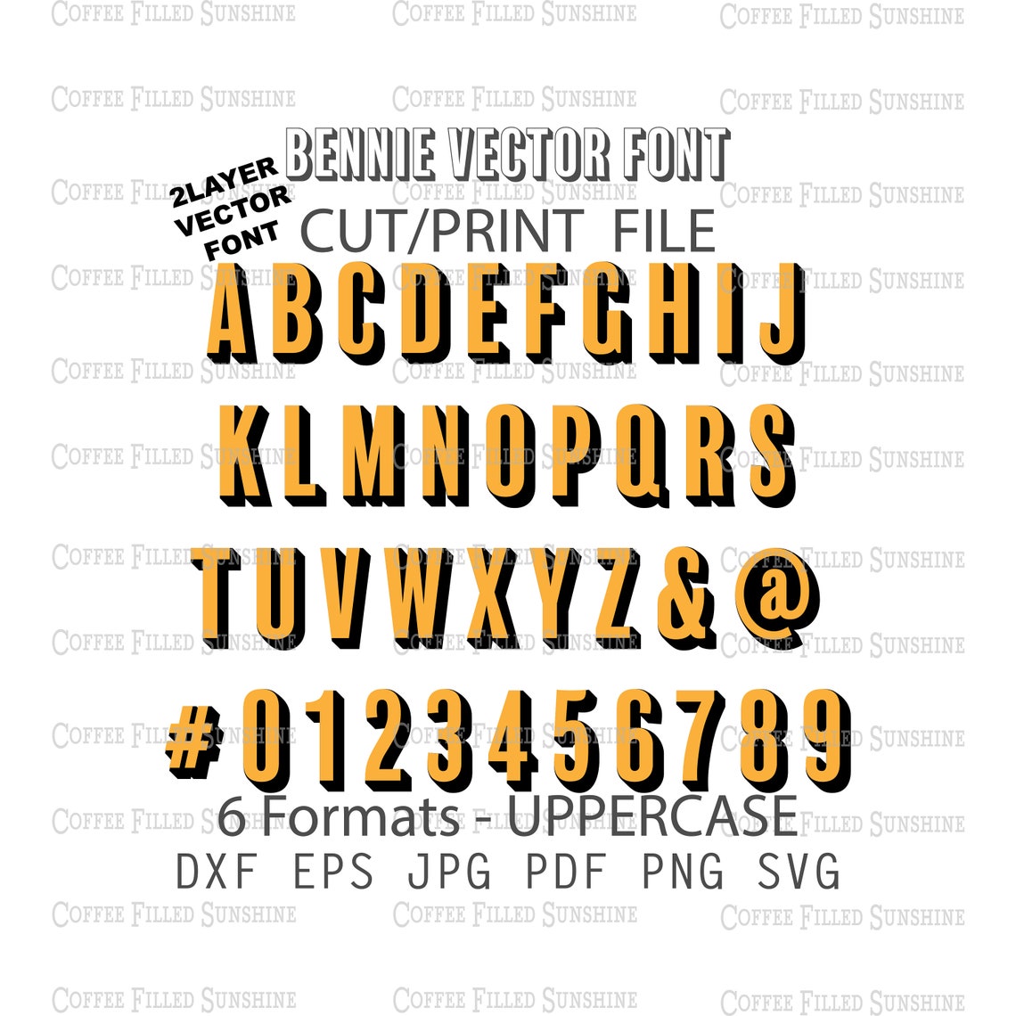 BENNIE VECTOR FONT - Shadow Letters, 2 Layer Cutter File, Printable ...