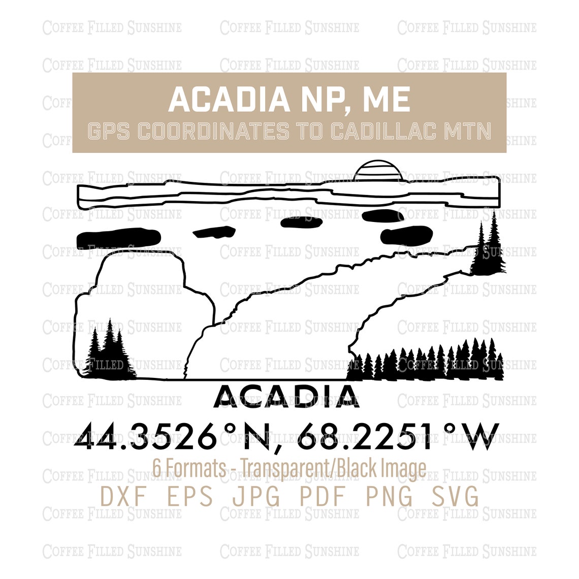 ACADIA NP Cut/print Digital File Gps Coordinates to | Etsy
