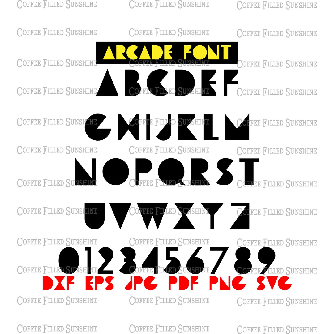 ARCADE VIDEO GAME Font - Digital Cut/print File - Instant Download Dxf ...