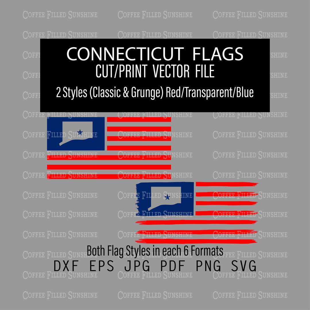 CONNECTICUT Flag - CT State Cutout in USA Flag, Grunge/classic Flag ...