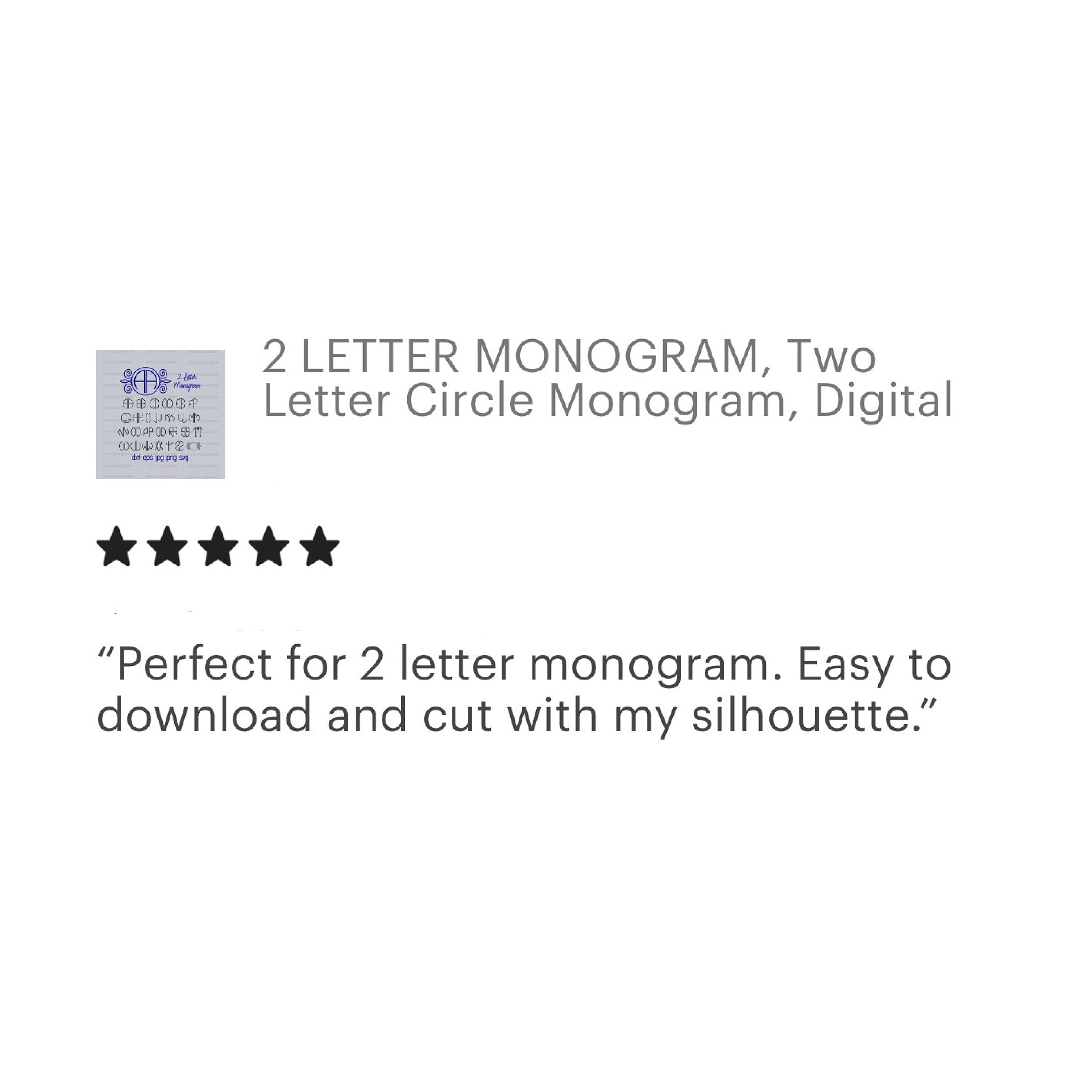 2 LETTER Circle Monogram Font - Digital Cut File, Instant Download, Dxf ...