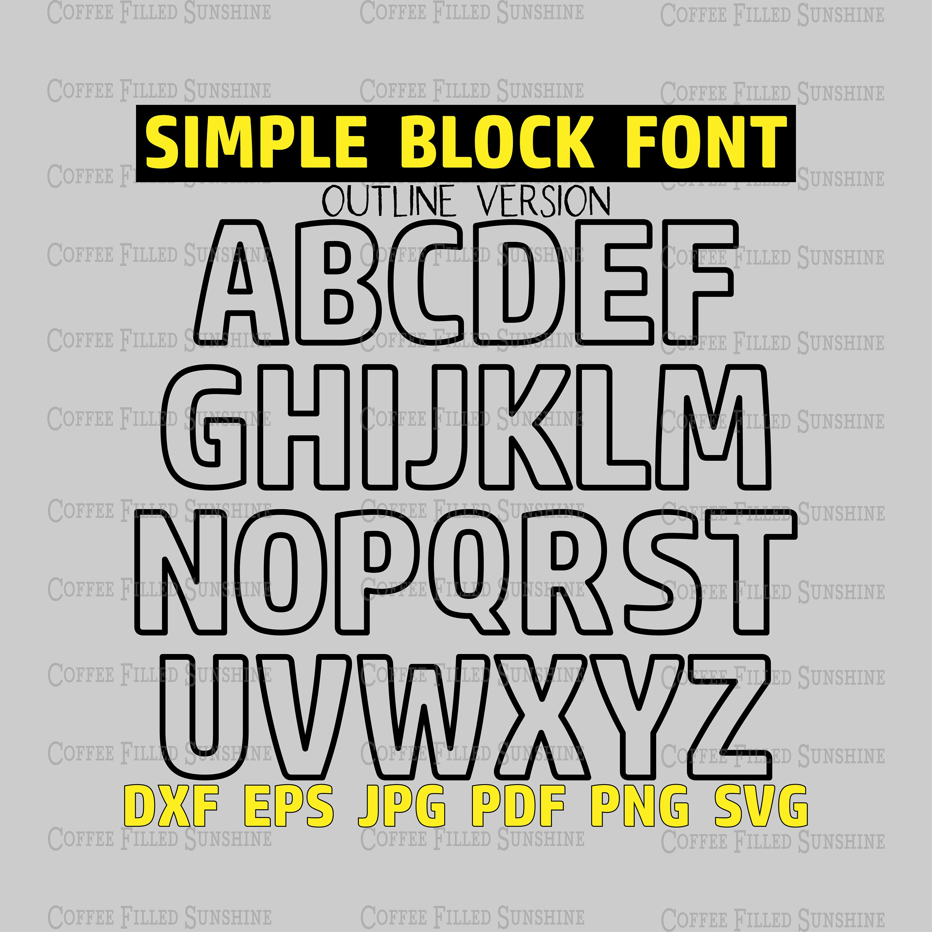 SIMPLE BLOCK FONT Svg - Digital Download - Cutter File, Printable, Iron ...