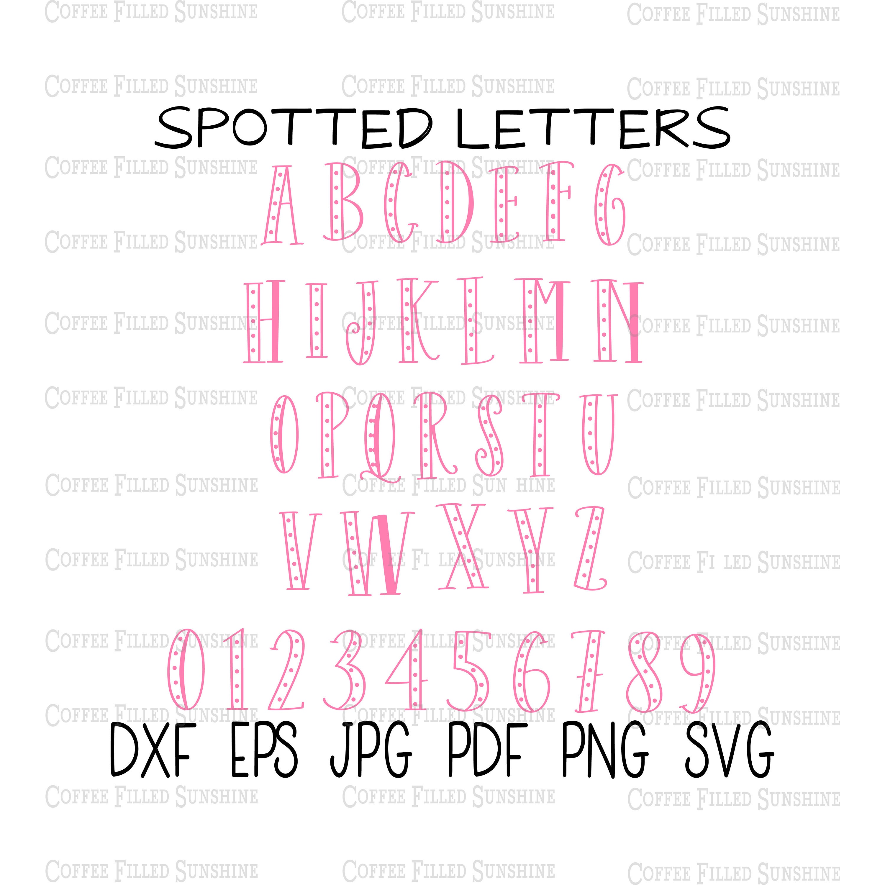 SPOTTED LETTERS FONT Alphabet & Numbers ABCs and 123s Cut | Etsy