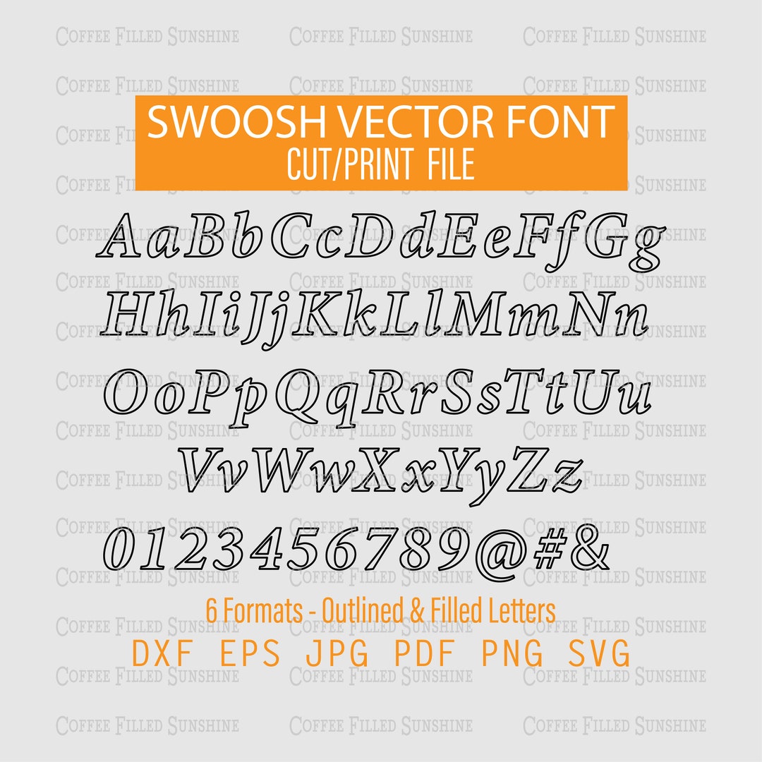 SWOOSH FONT Vector Font - SVG Letters, Cutter File, Printable, Digital ...