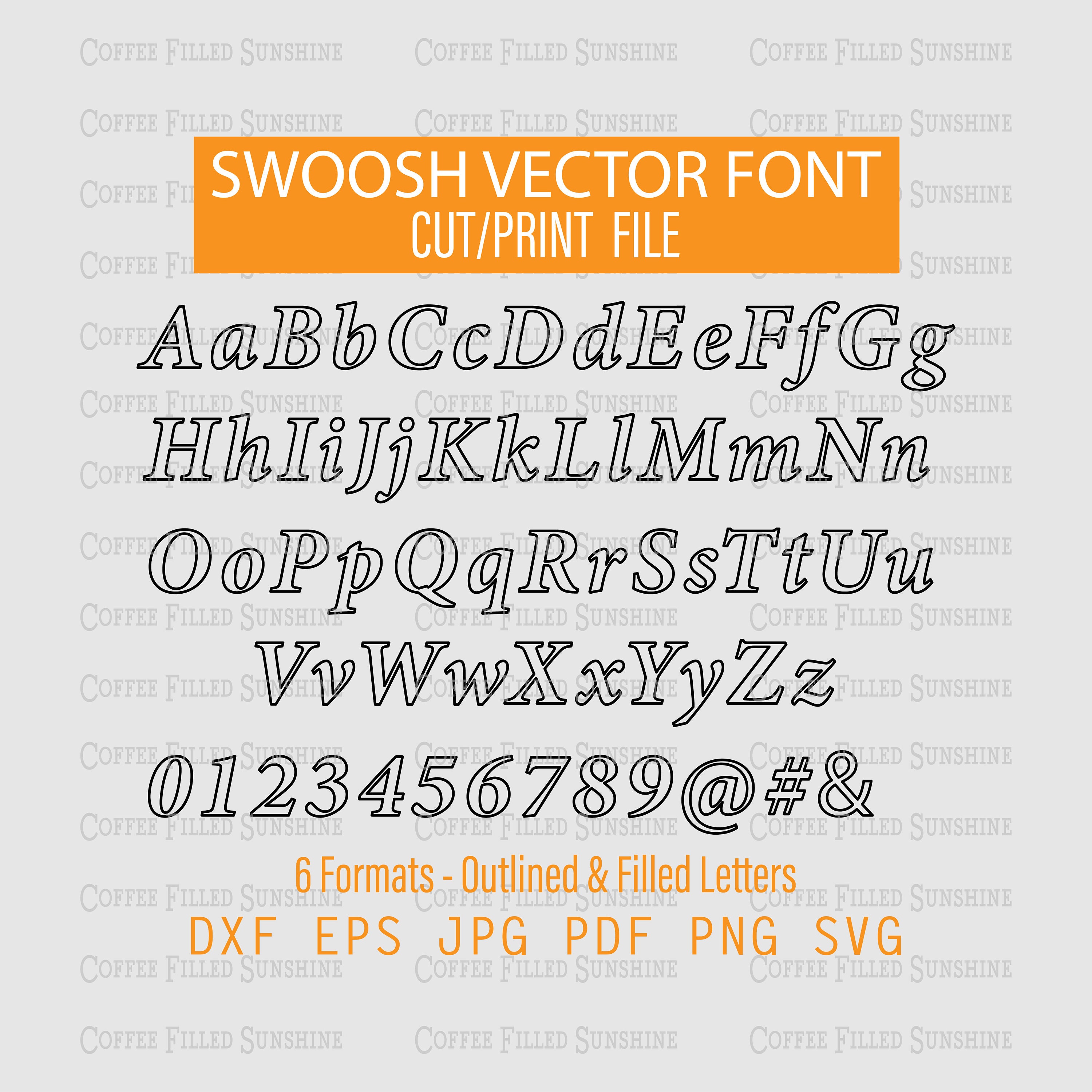 SWOOSH FONT Vector Font SVG Letters Cutter File Printable | Etsy