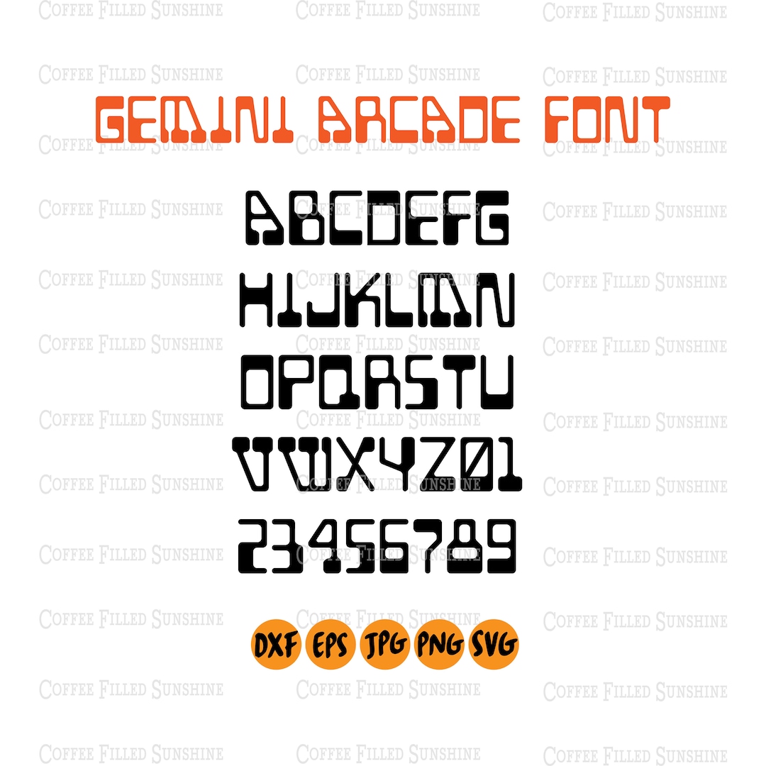 GEMINI ARCADE FONT Arcade Letters, Svg Font, Digital Cut File, Instant ...