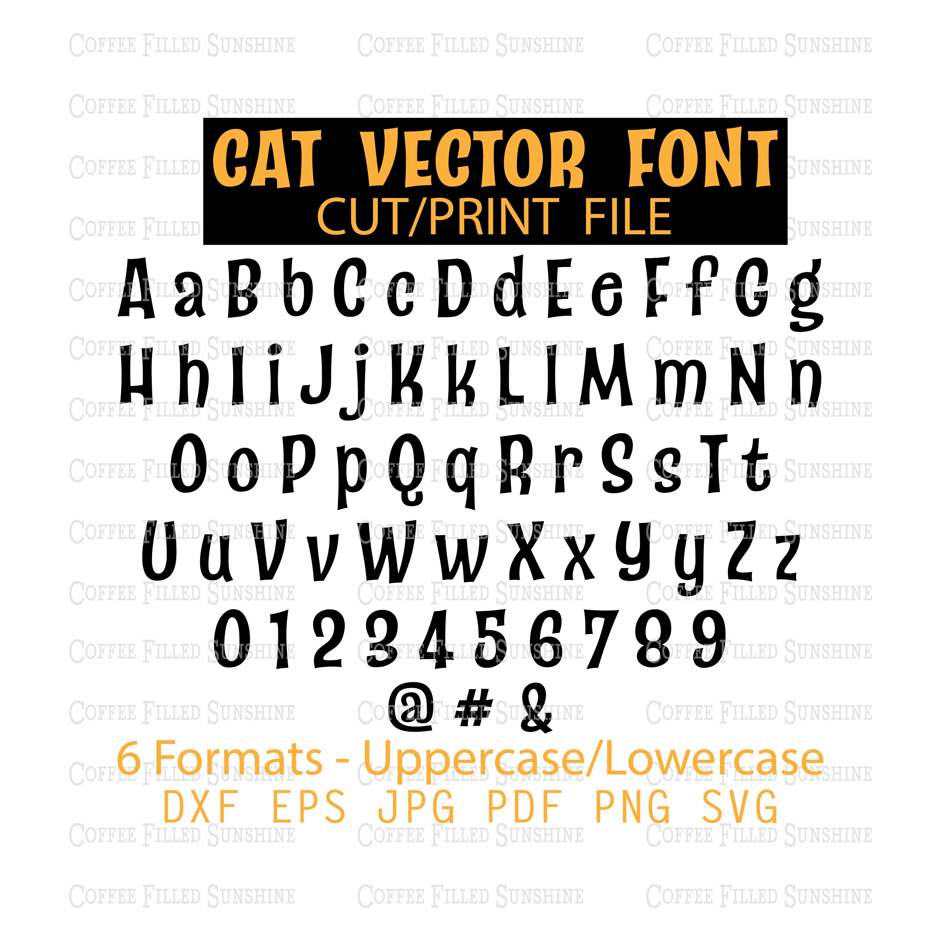 CAT FONT CUT File Vector Font Printable Digital Download | Etsy
