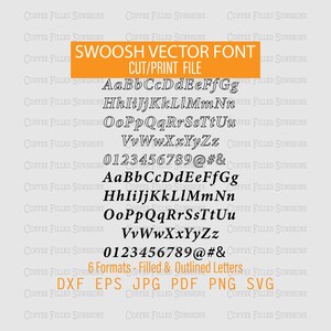 SWOOSH FONT Vector Font - SVG Letters, Cutter File, Printable, Digital ...