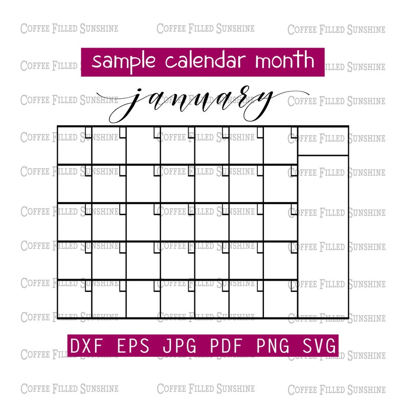 CALENDAR MONTHS SVG - Digital Cut Print File - Days, Months, Years ...