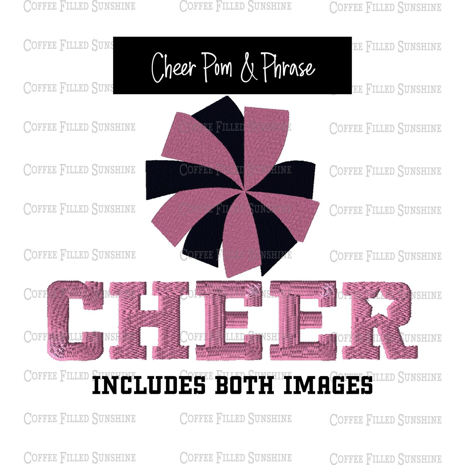 CHEER POM and PHRASE Embroidery - Multiple Sizes - 2 Styles - Instant ...