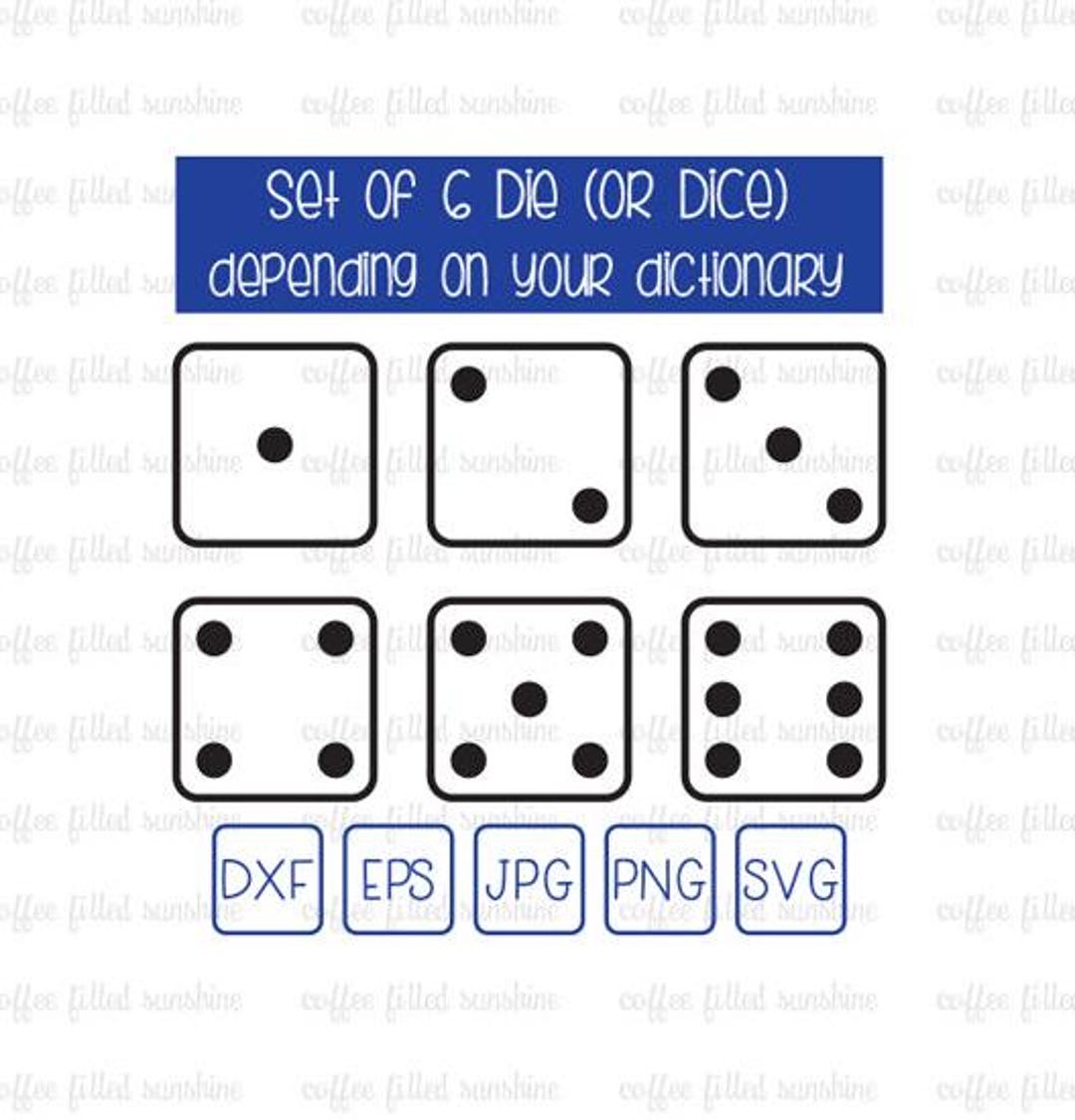 DICE SVG - SET of 6 Die, Dice Sets, Cut Print File, Bunco Dice Clipart ...