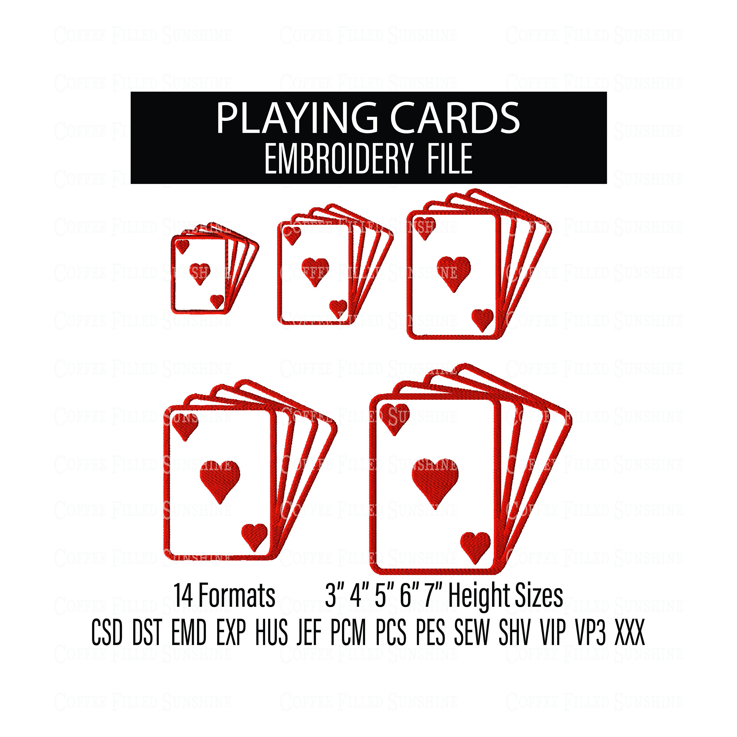 PLAYING CARDS EMBROIDERY File - Instant Digital Download - Csd Dst Emd ...