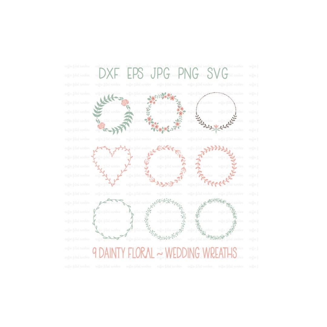 DAINTY FLORAL WREATHS, Floral Svg, Wedding Wreath Svg, Wreath Clipart ...