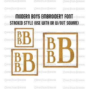MODERN STACKED Embroidery Font - 3 Sizes, Boys Monogram Font, Instant ...