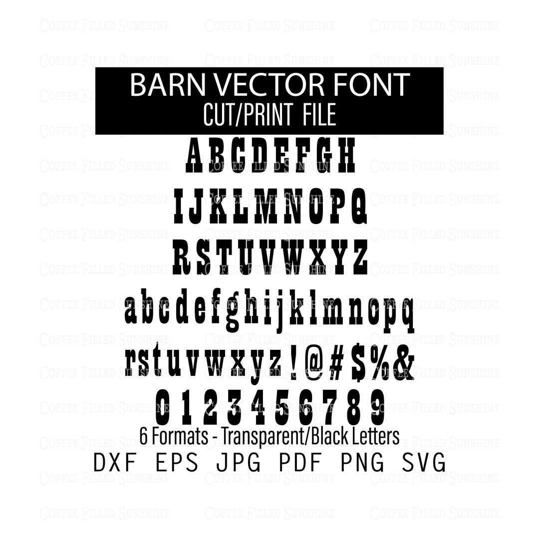 BARN VECTOR Font - SVG Letters, Cutter File, Printable, Digital ...