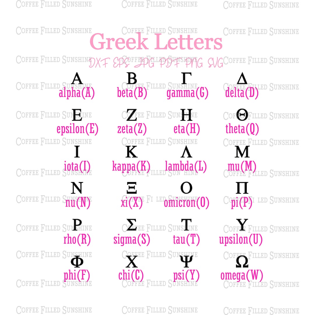 GREEK LETTERS SVG Digital Greek Font, Vector Font Cut Print File ...