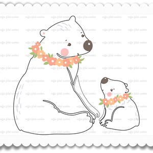 Digital POLAR BEAR, Clip Art, Mama and Baby, Momma Polar Bear, Baby ...