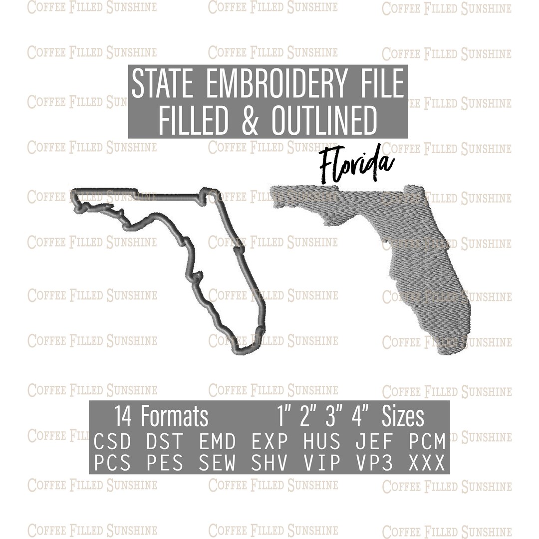 FLORIDA EMBROIDERY File - Digital Download, 4 FL Sizes Csd Dst Emd Exp ...