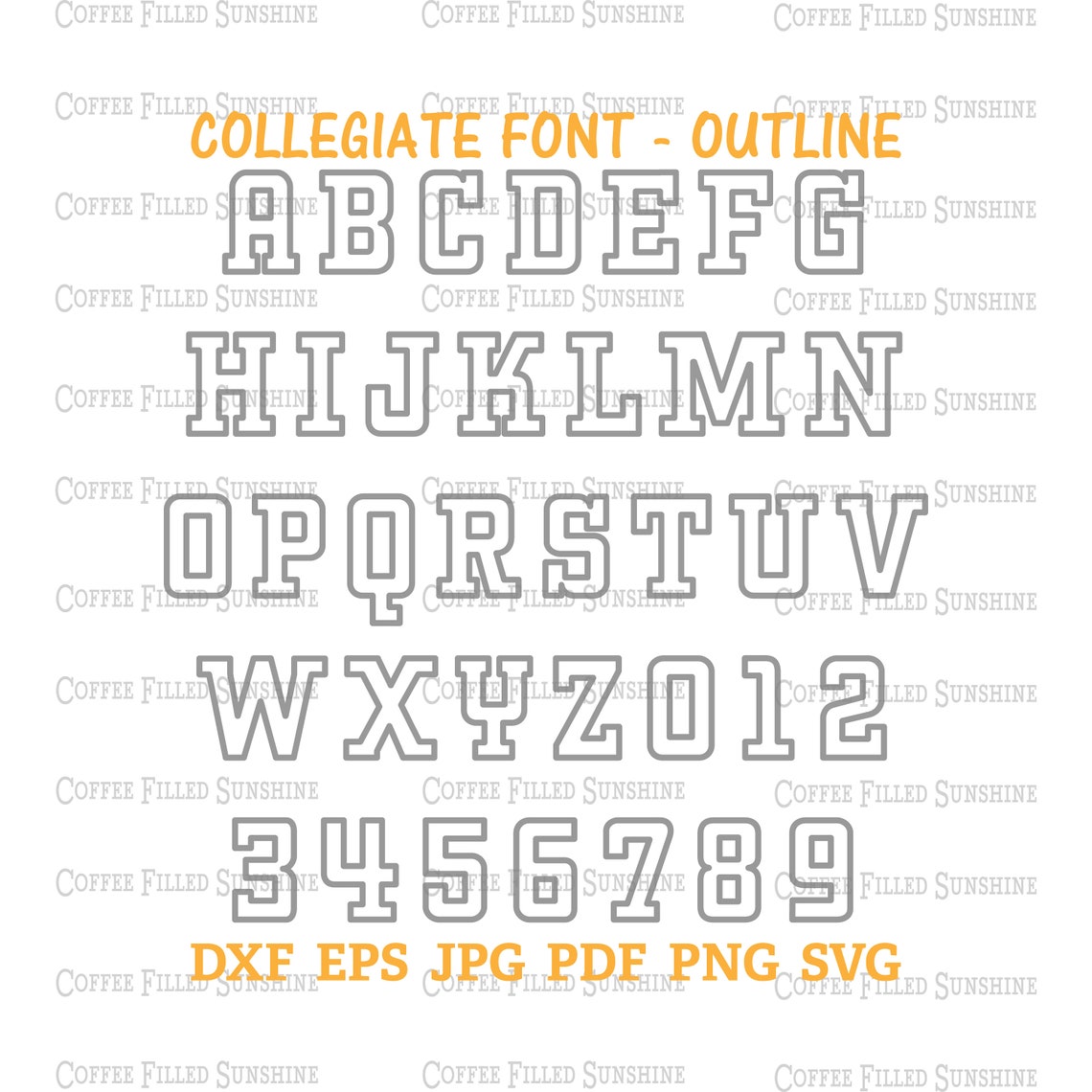 COLLEGIATE FONT Digital Download 1 2 3 Layer Cut File | Etsy