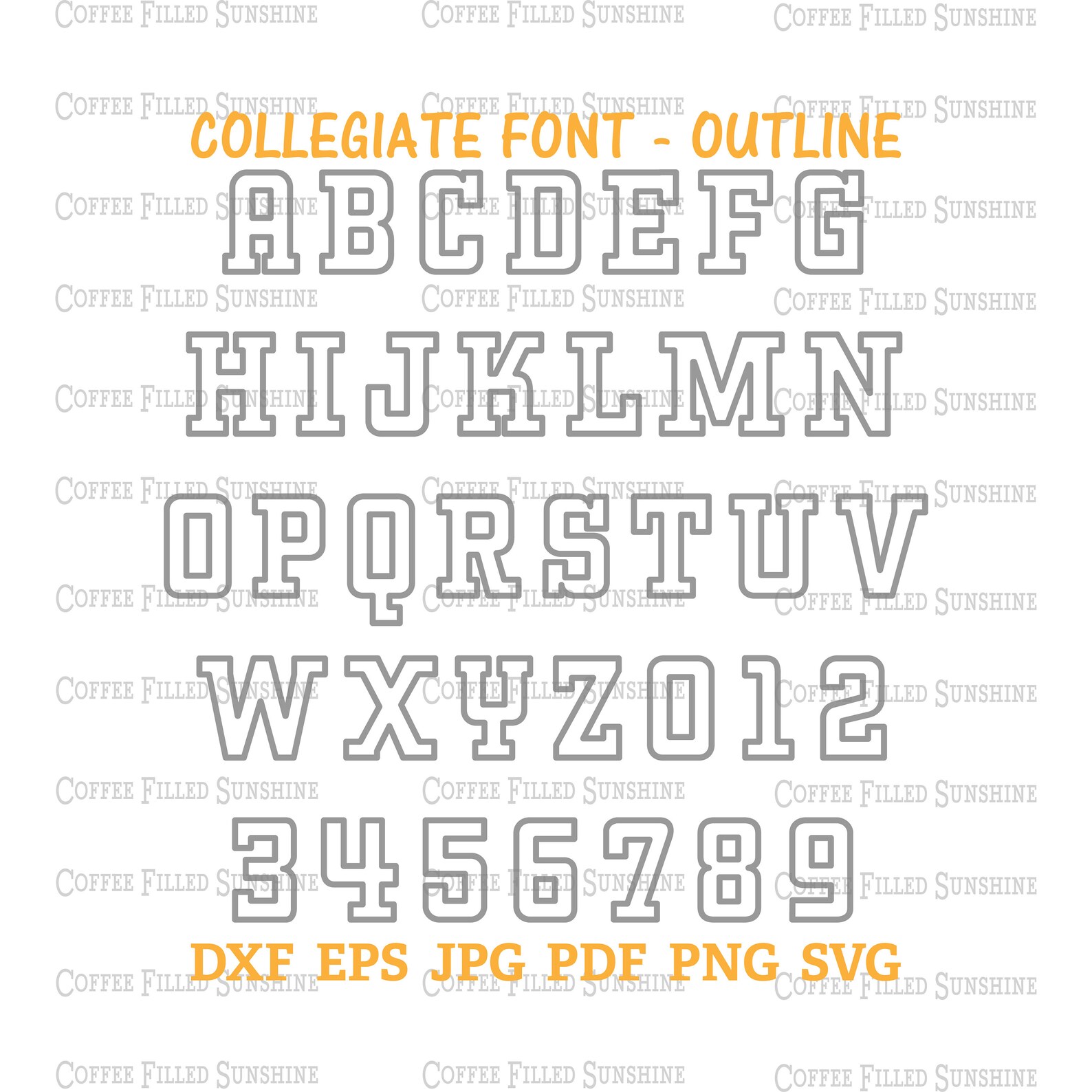 COLLEGIATE FONT Digital Download 1 2 3 Layer Cut File | Etsy