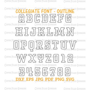 COLLEGIATE FONT - Digital Download - 1 2 3 Layer Cut File, Printable ...