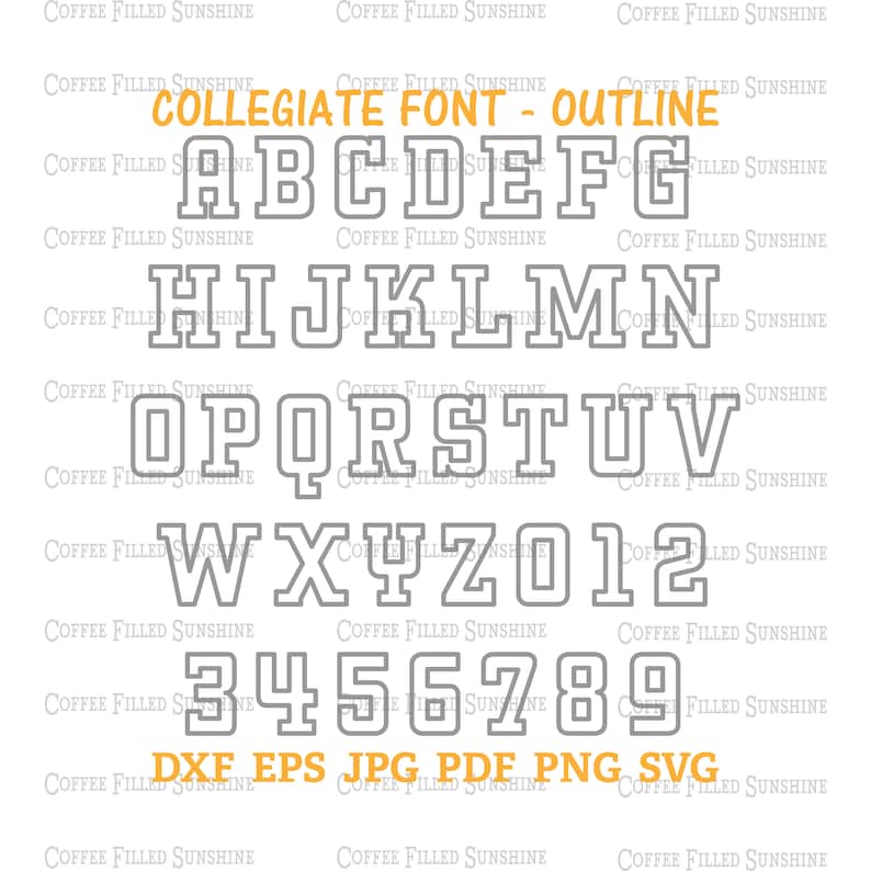 COLLEGIATE FONT Digital Download 1 2 3 Layer Cut File | Etsy