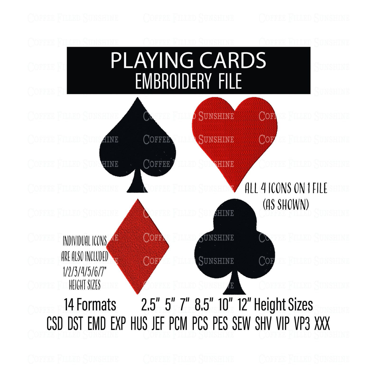 PLAYING CARDS EMBROIDERY File Instant Digital Download Csd - Etsy
