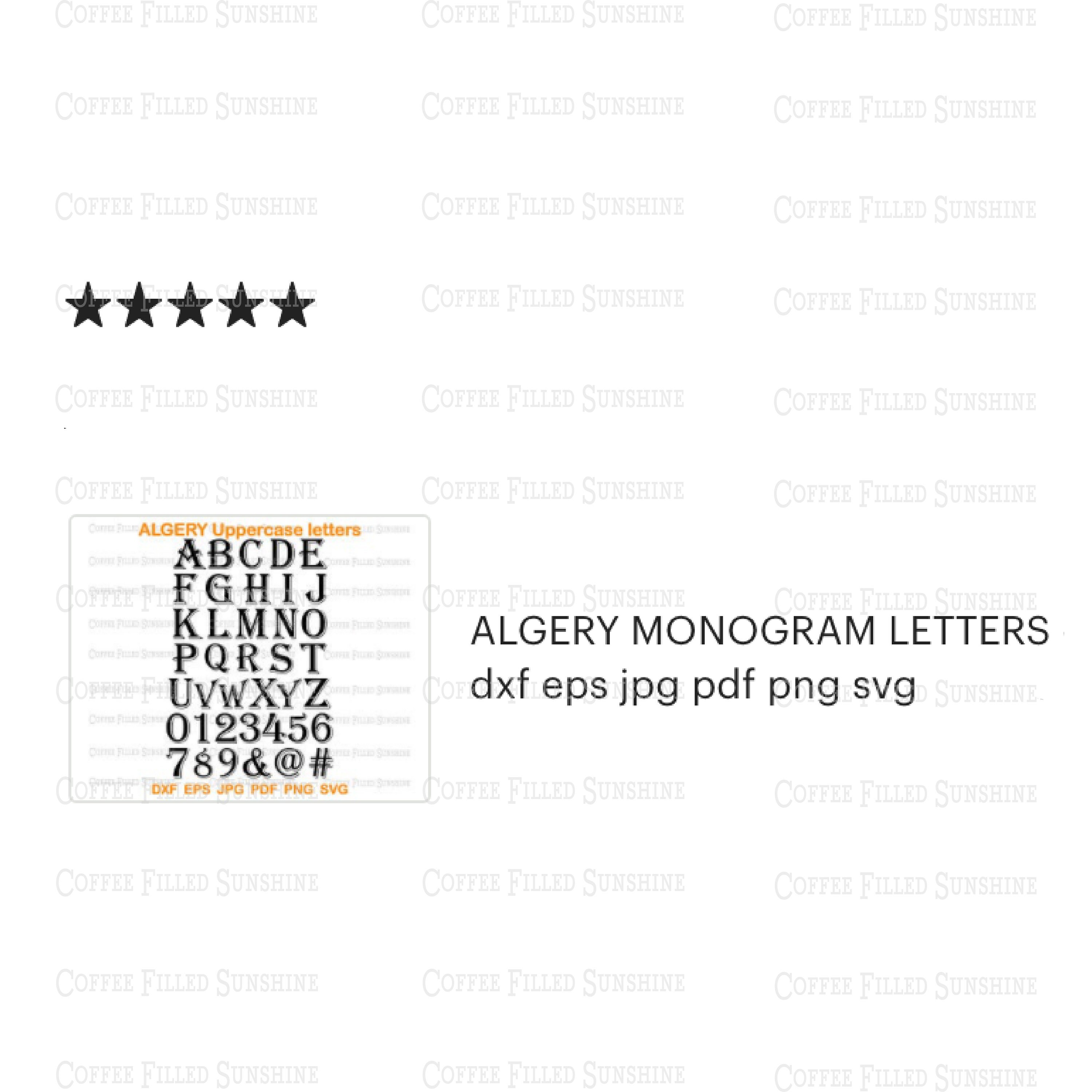 ALGERY MONOGRAM LETTERS Alphabet Font Monogram Digital Cut - Etsy
