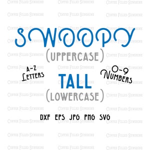SWOOPY and TALL FONT - A-Z Letters and 0-9 Numbers Included, Decorative ...