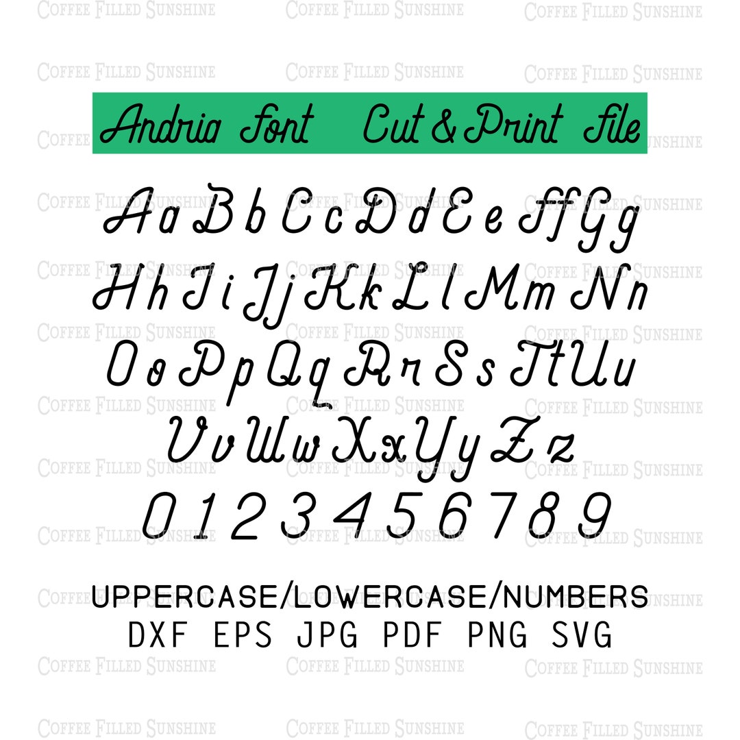ANDRIA SCRIPT FONT Svg Font, Cut/print File, Instant Download Dxf Eps ...