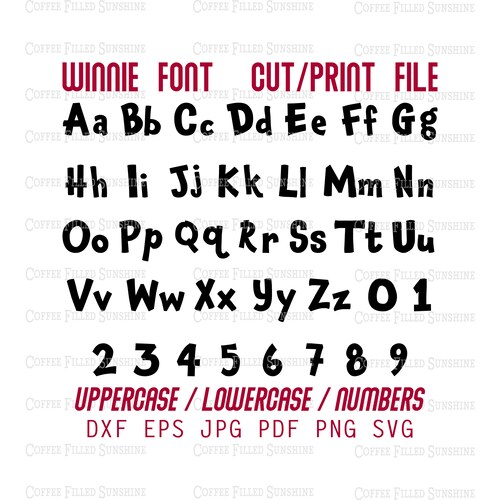 WINNIE VECTOR FONT Quirky Cutter File Printable Digital | Etsy