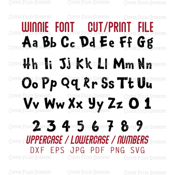 WINNIE VECTOR FONT Quirky Cutter File Printable Digital | Etsy Canada