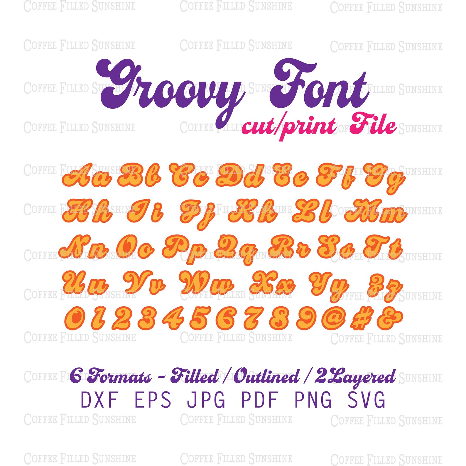 GROOVY FONT - VECTOR Letters, Cutter File, Layer Font, Printable ...