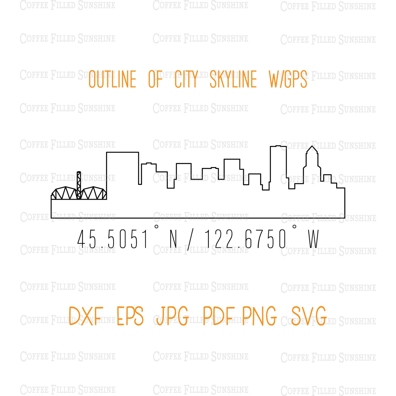 PORTLAND OREGON City Skyline - Instant Digital Download, Gps ...