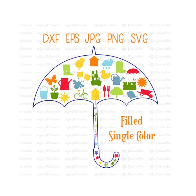 SPRING CLIPART Digital Colored Spring Icons Umbrella - Etsy