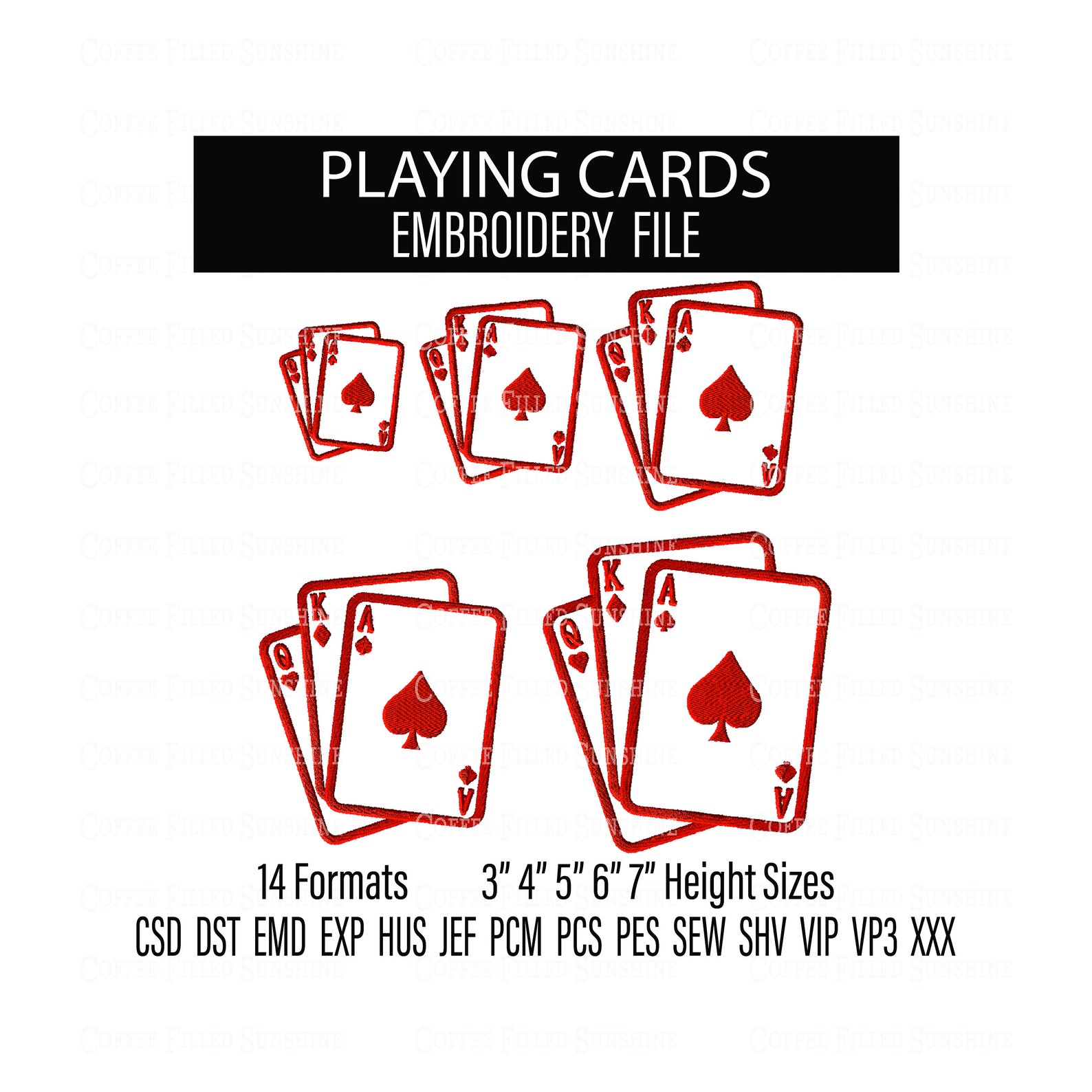 PLAYING CARDS EMBROIDERY File Instant Digital Download Csd - Etsy
