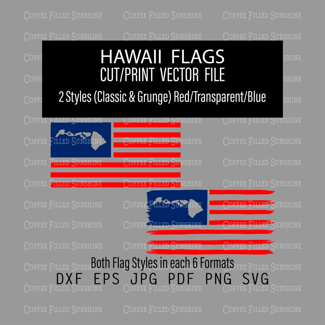 HAWAII Flag - HI State Cutout in USA Flag, Grunge & Classic Flag ...