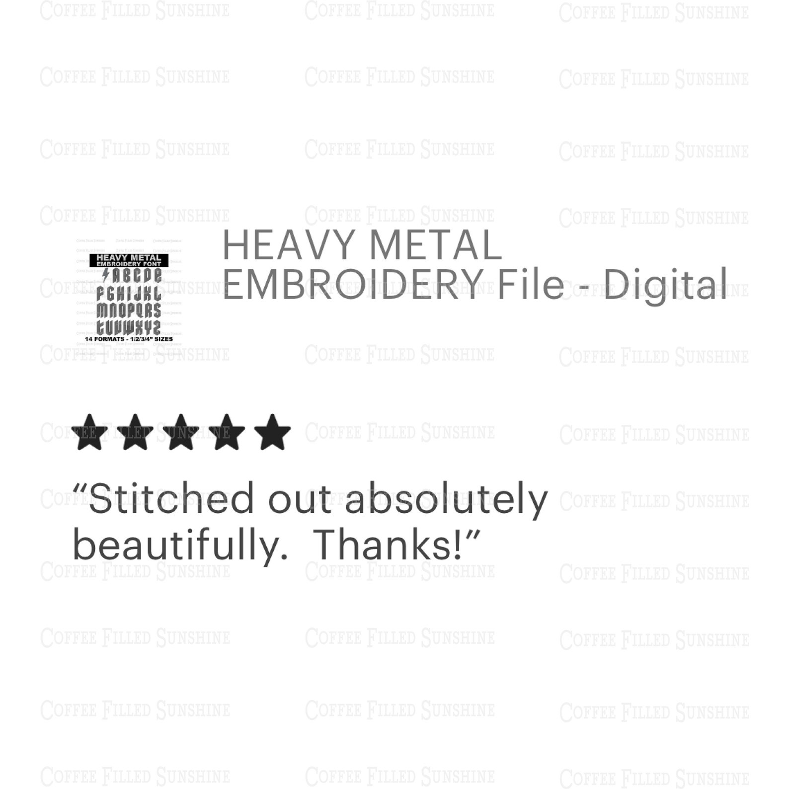 HEAVY METAL EMBROIDERY File - Digital Download, 4 Sizes - Csd Dst Emd ...