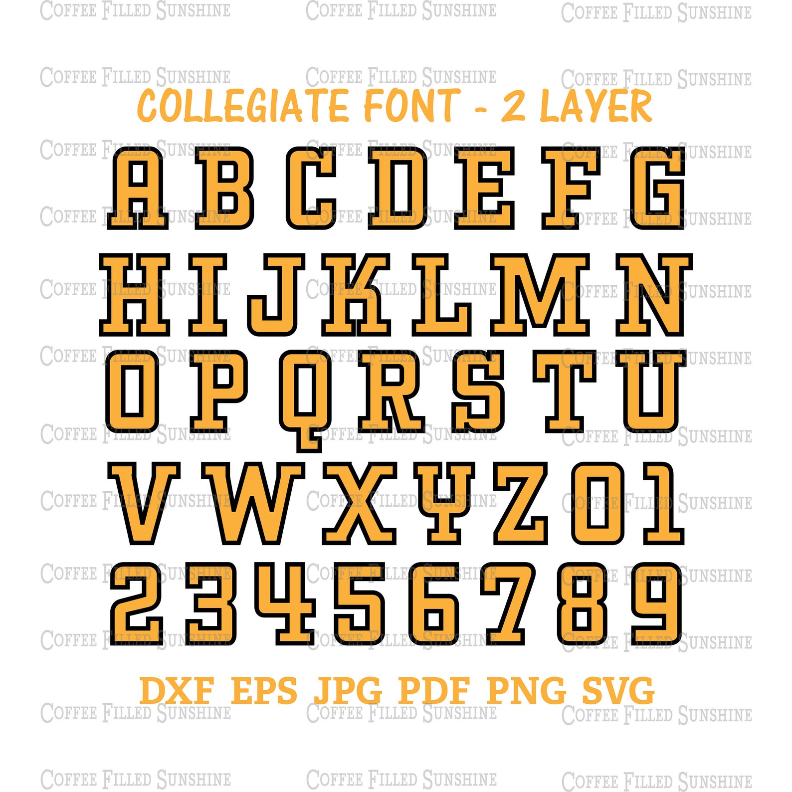 COLLEGIATE FONT Digital Download 1 2 3 Layer Cut File - Etsy