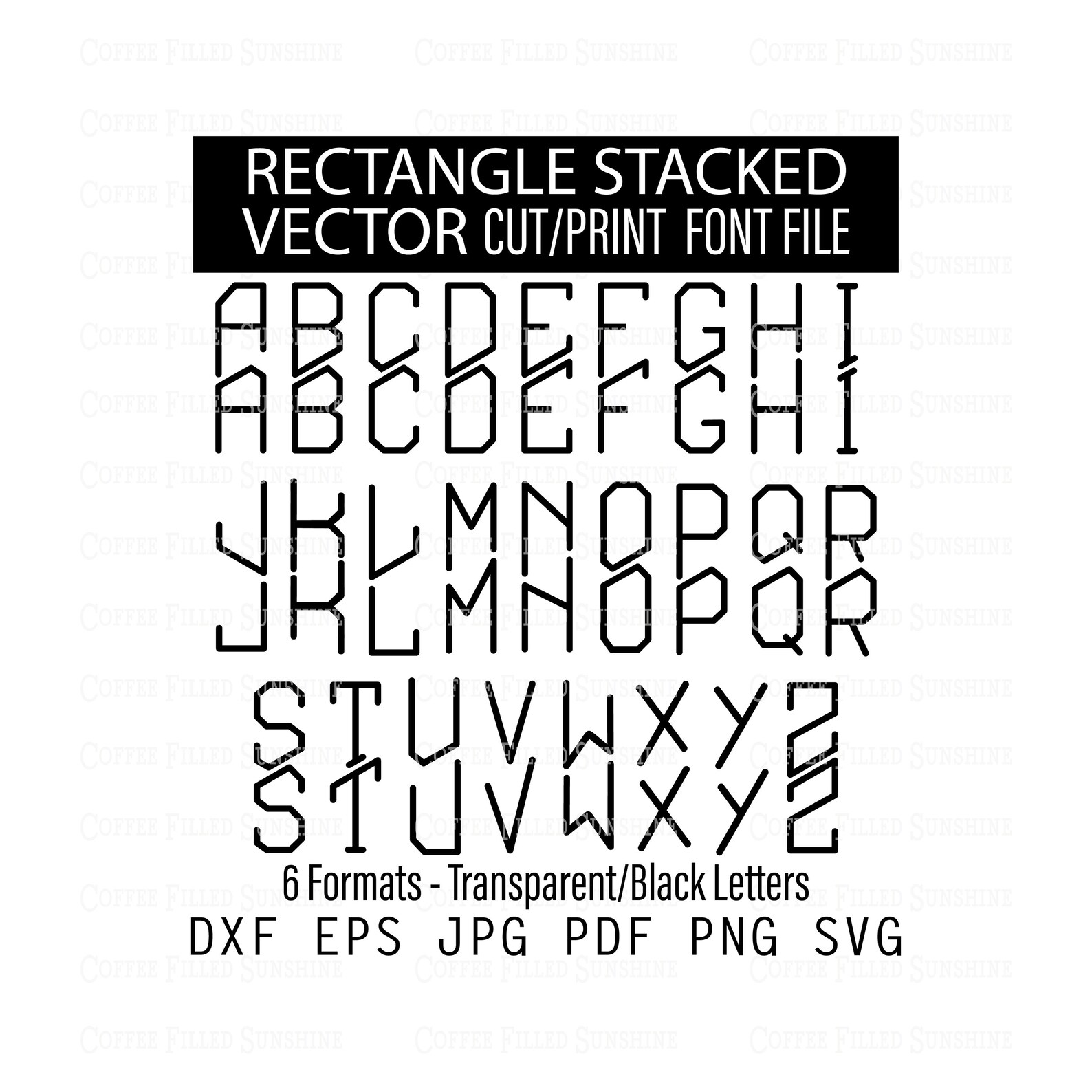 RECTANGLE STACKED 2 Letter FONT Instant Digital Download | Etsy