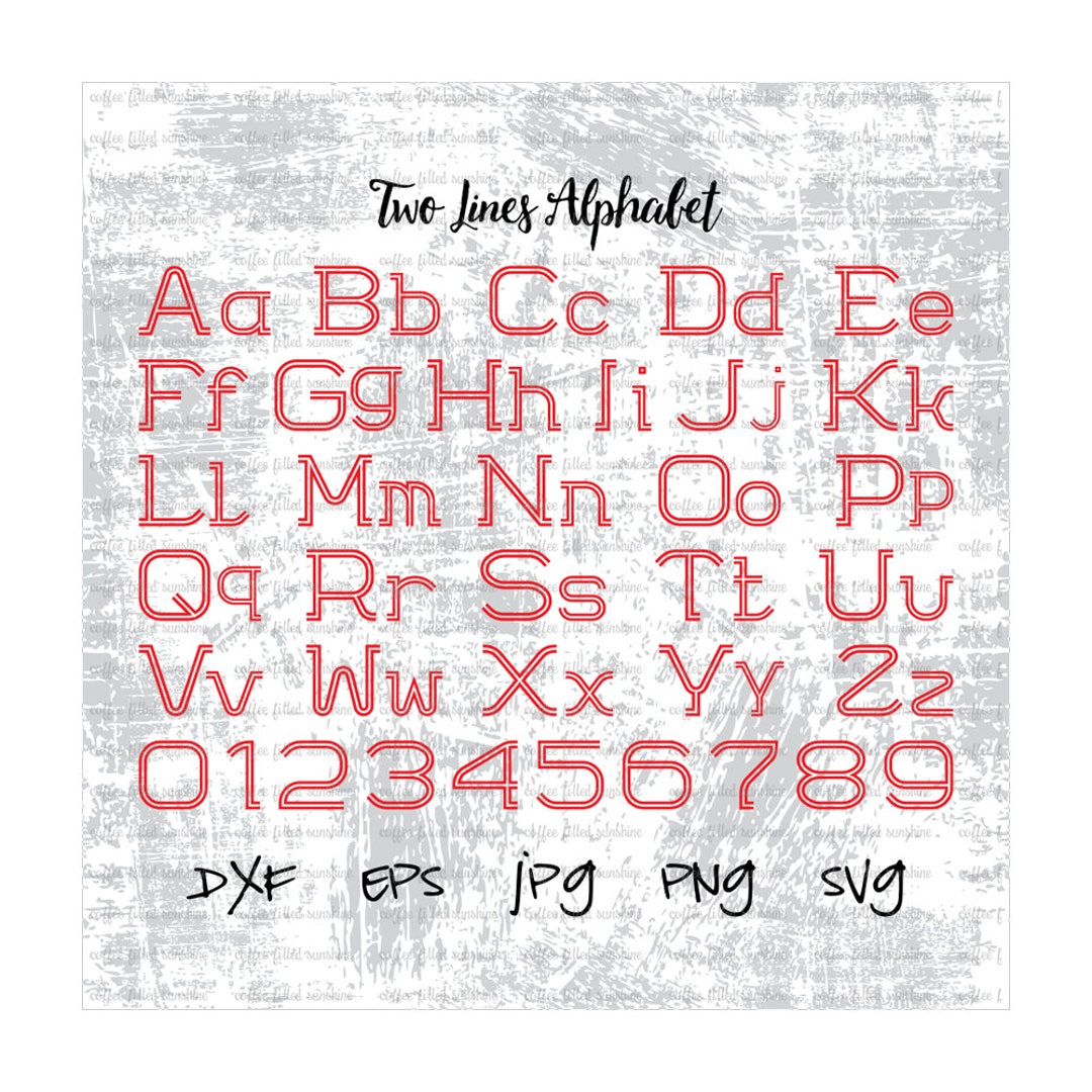 TWO LINE ALPHABET & Numbers, 2 Line Alphabet, 2 Line Numbers, Vector ...
