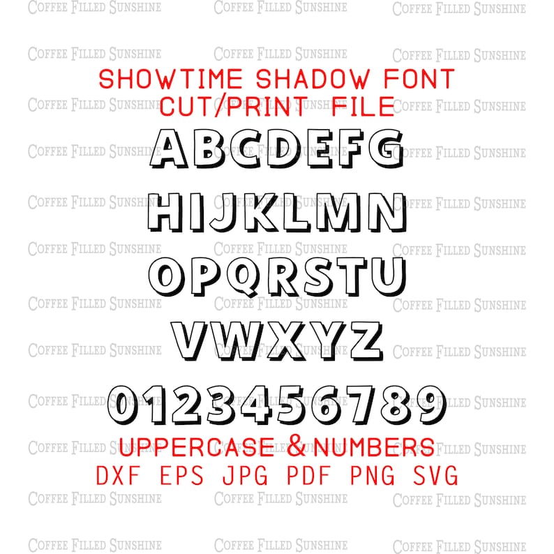 SHOWTIME SHADOW FONT Digital Cut/Print File Outline | Etsy