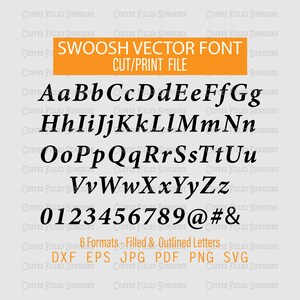 SWOOSH FONT Vector Font - SVG Letters, Cutter File, Printable, Digital ...