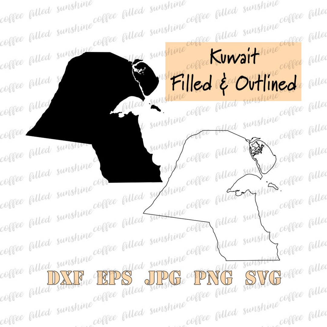 KUWAIT Filled and Outlined Digital Cut File - State of Kuwait Monogram ...