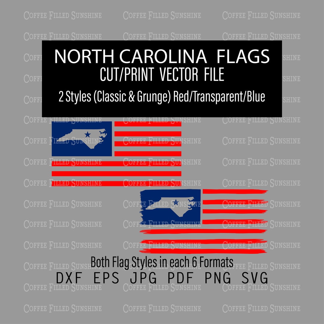 NORTH CAROLINA Flag - NC State Cutout in Usa Flag, Grunge & Classic ...