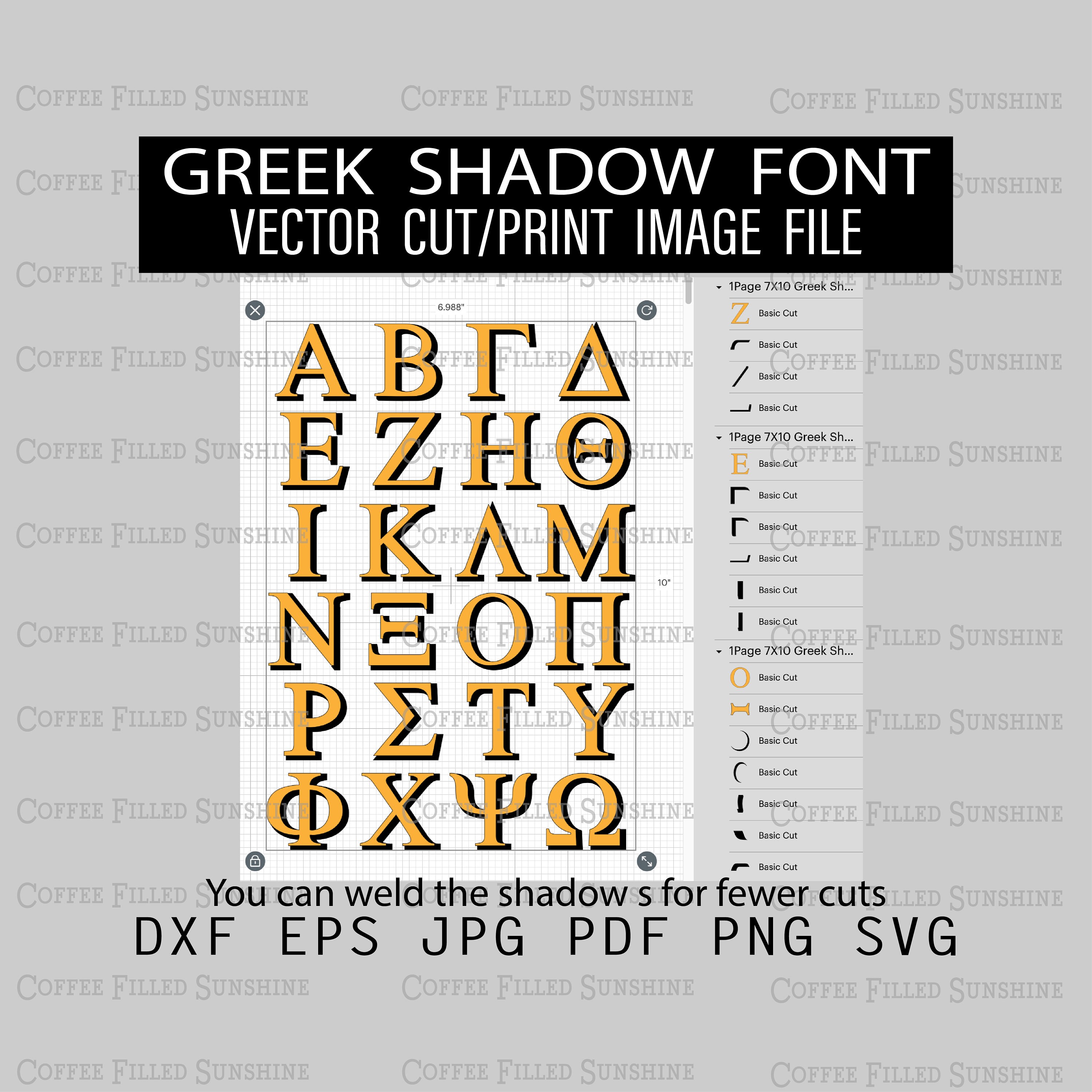 GREEK SHADOW FONT - Svg Vector Font - Cut File, Printable, Sorority ...