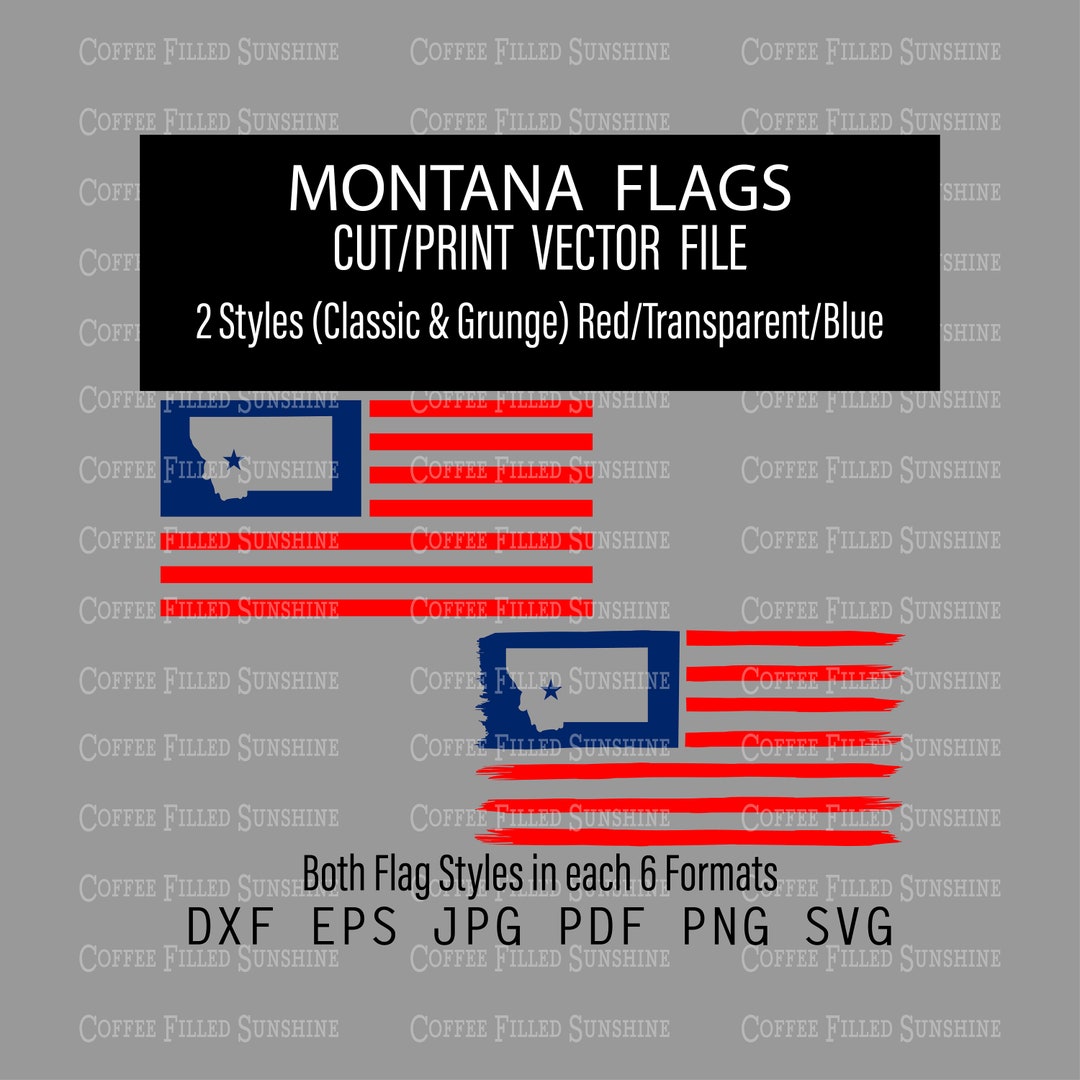 MONTANA Flag - MT State Cutout in USA Flag, Grunge & Classic Flag ...
