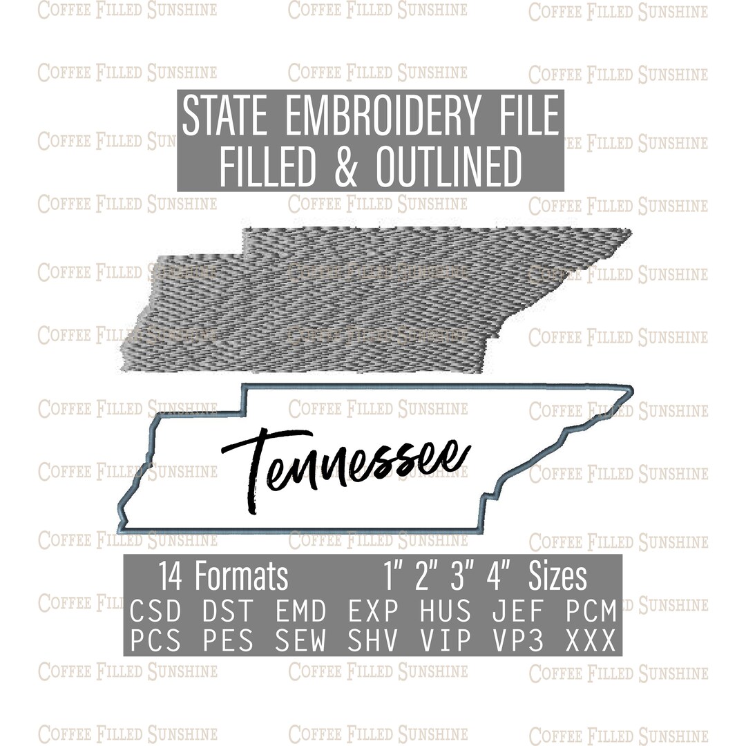 TENNESSEE EMBROIDERY File - Digital Download, 4 TN Sizes Csd Dst Emd ...