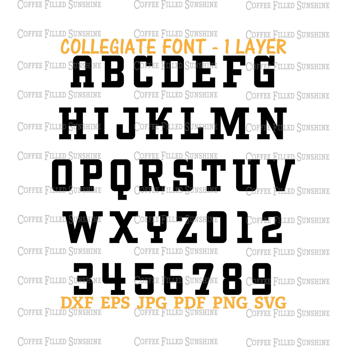 COLLEGIATE FONT Digital Download 1 2 3 Layer Cut File | Etsy